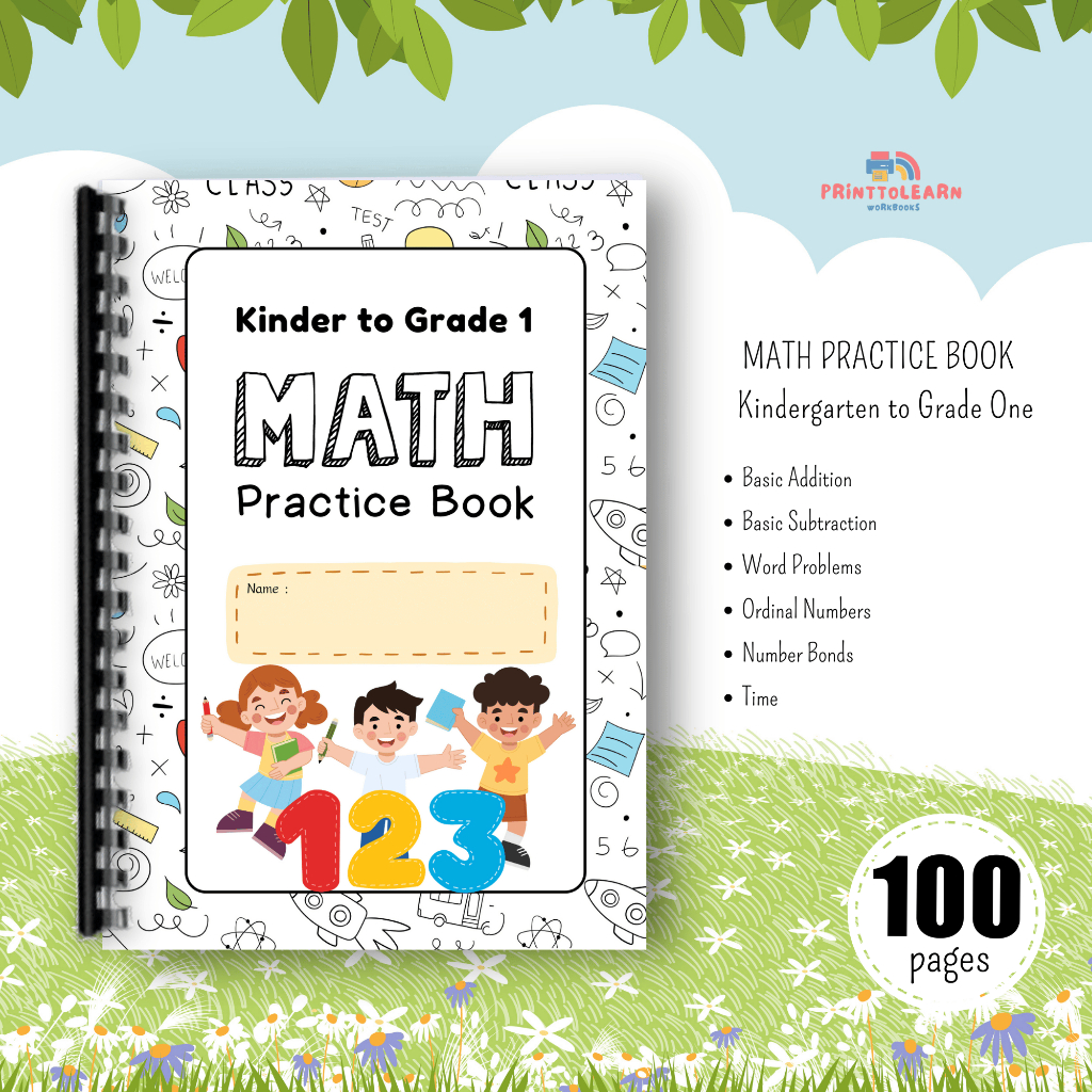 100 pages Math for Kindergarten and Preschoolers Primary math workbook ...