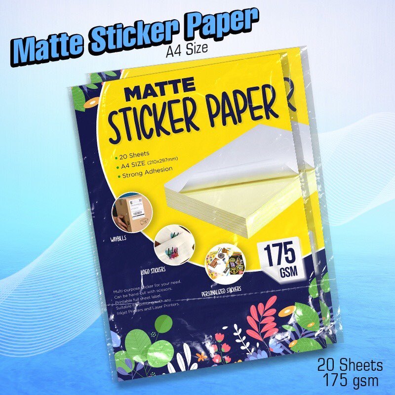 Matte & Kraft Label Inkjet Photo Sticker Paper 175Gsm A4 Size (20 ...