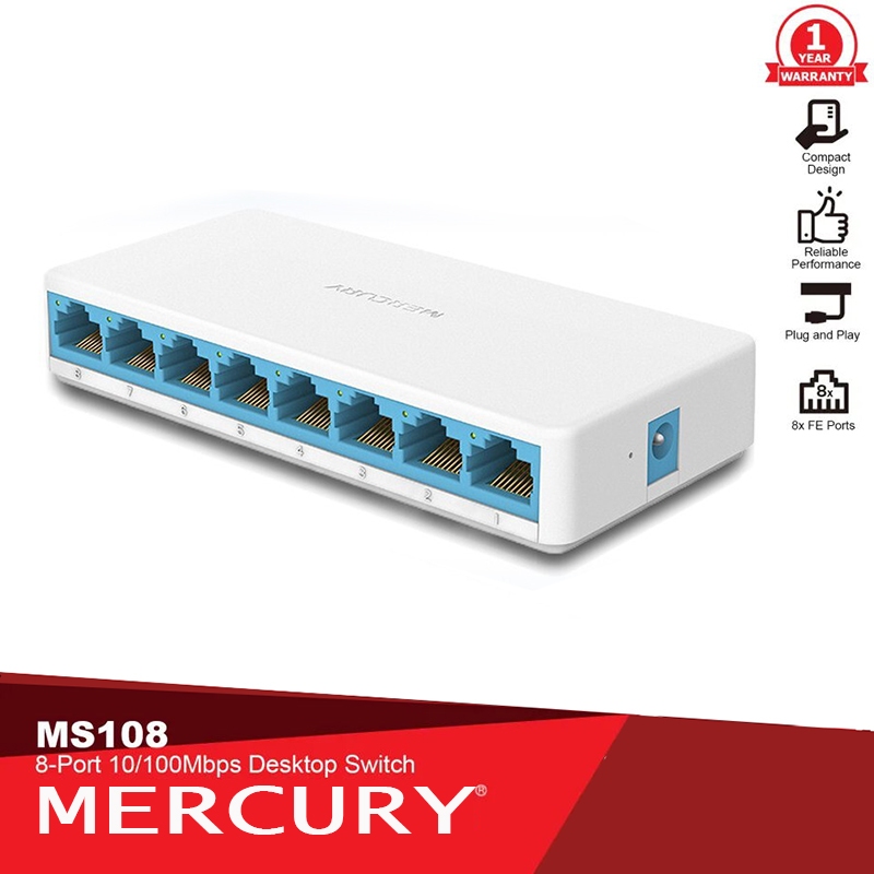CLASSIC MERCURY MS108 | 8-Port 10/100Mbps Desktop Switch Hub Ethernet ...