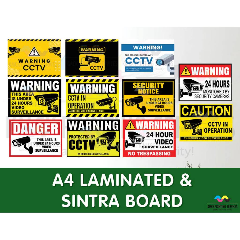 CCTV WARNING SIGN 24 HOURS VIDEO SURVEILLANCE - LAMINATED SINTRA BOARD ...
