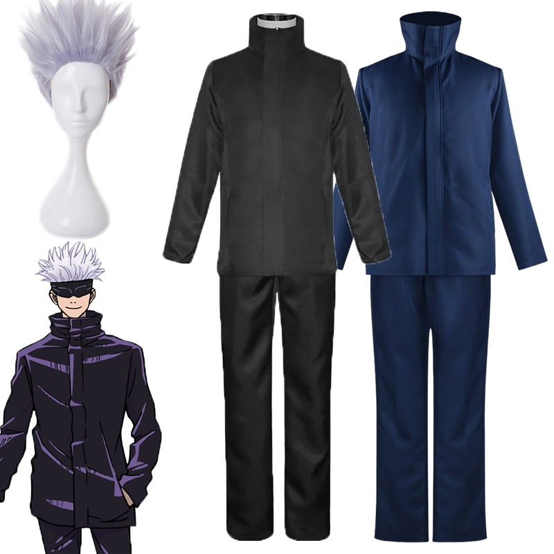 Anime Jujutsu Kaisen Gojo Satoru Cosplay Costume Eye Patch Wigs Suit ...