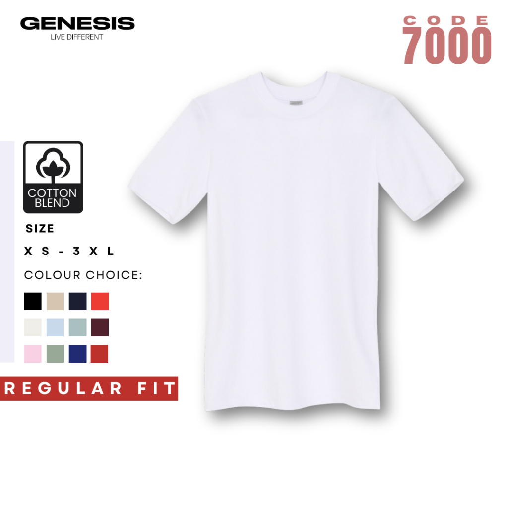 Genesis Clothing Co- (WHITE) 7000 Unisex Heavy Poly Cotton Tee (Regular ...