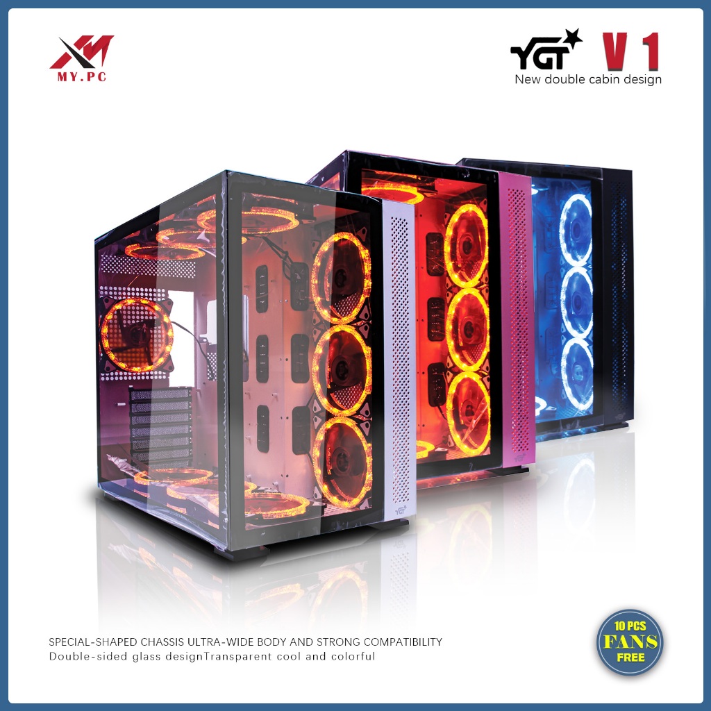 YGT V1 Dual Chamber ATX Tempered Glass Gaming Case | Shopee Singapore