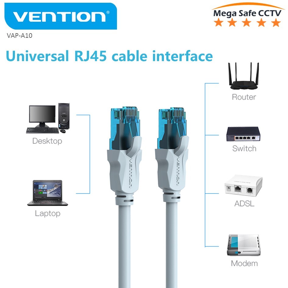 Vention Cat5 RJ45 Ethernet Lan Cable For Desktop Laptop Router Modem ...