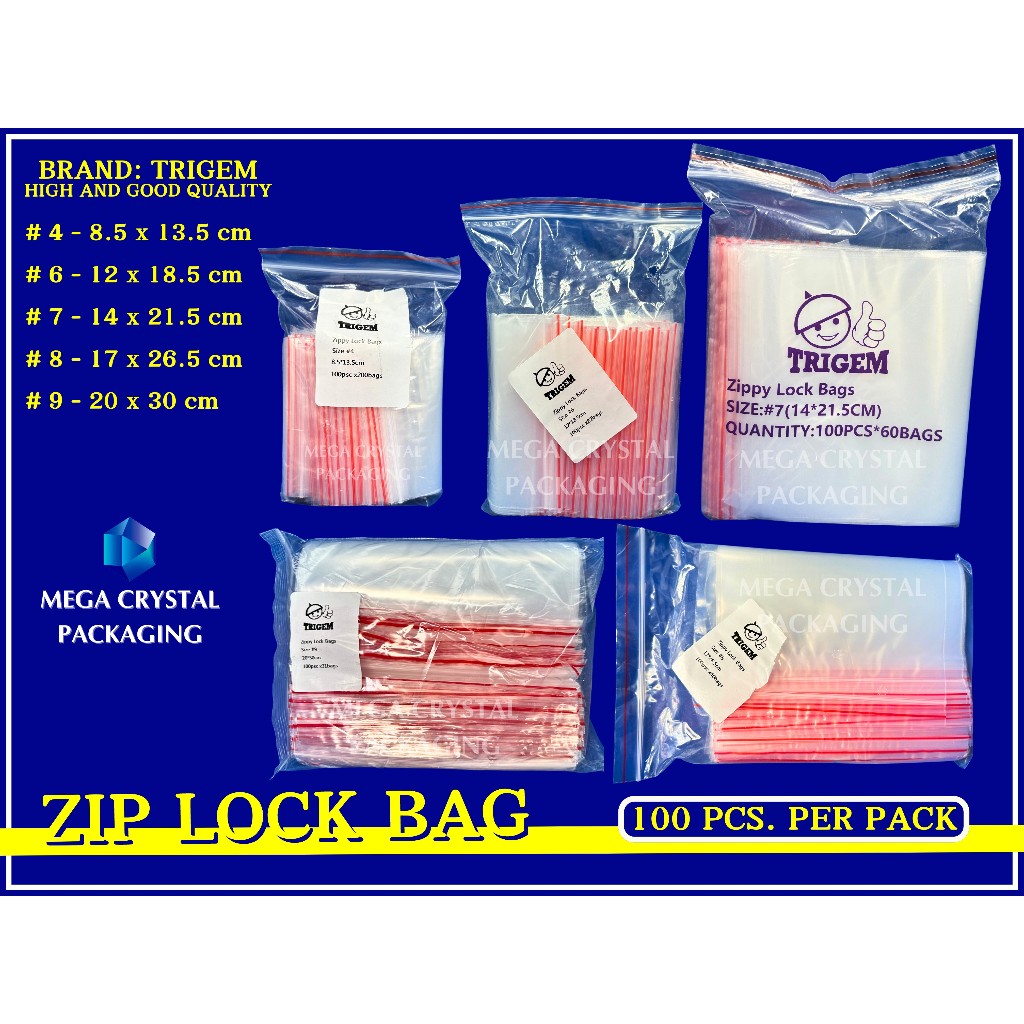 [ 100 Pcs ] Zip Lock Bag Plastic Zippy Seal-It-Bag Many Sizes | Shopee ...