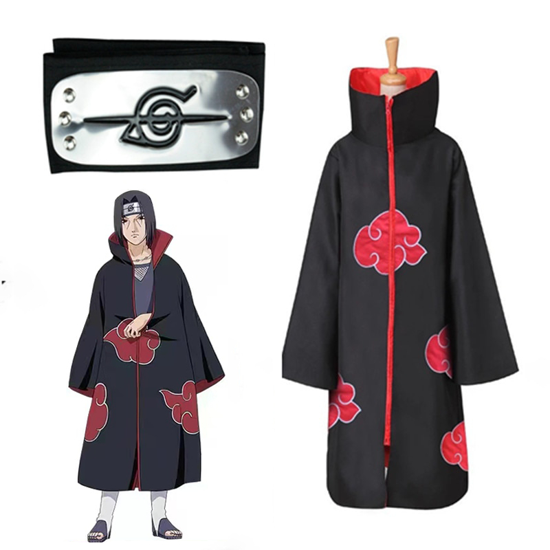 Naruto Costume Akatsuki Cloak Cosplay Sasuke Uchiha Cape Cosplay Anime ...