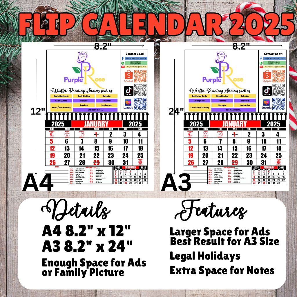 FLIP CALENDAR 2025 CUSTOMIZED ADS SPACE FOR SOUVENIR AND GIVEAWAYS ...