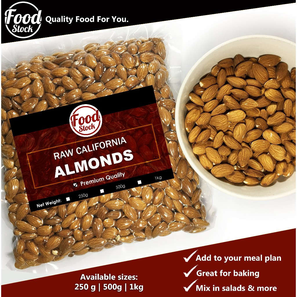 Raw California Almonds (250g, 500g, 1kg) | Shopee Singapore