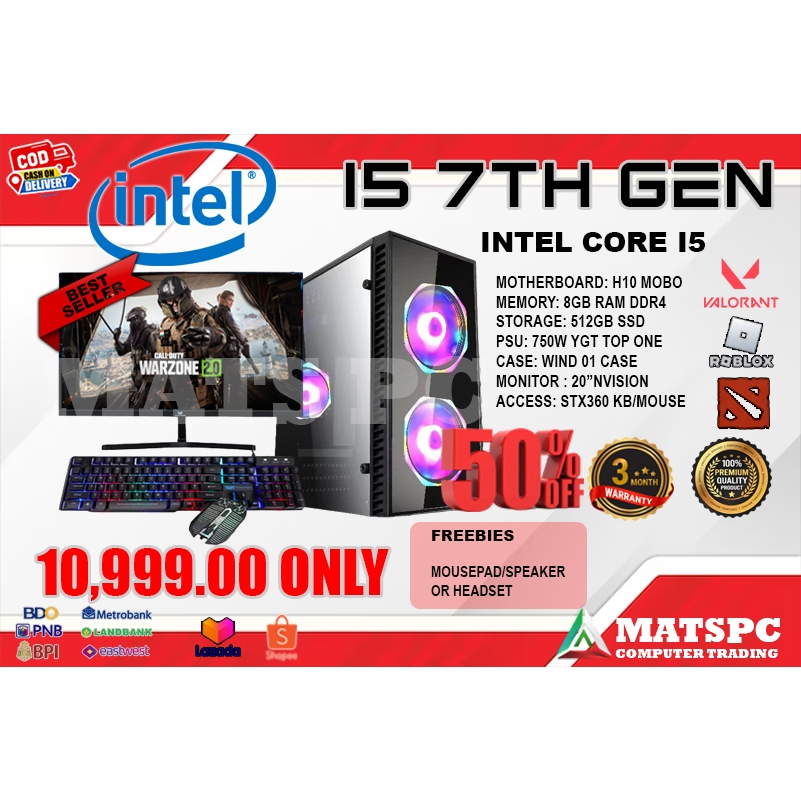 DESKTOP COMPUTER SET INTEL CORE I5 I7 7TH GEN 8GB RAM 512GB SSD 20 ...