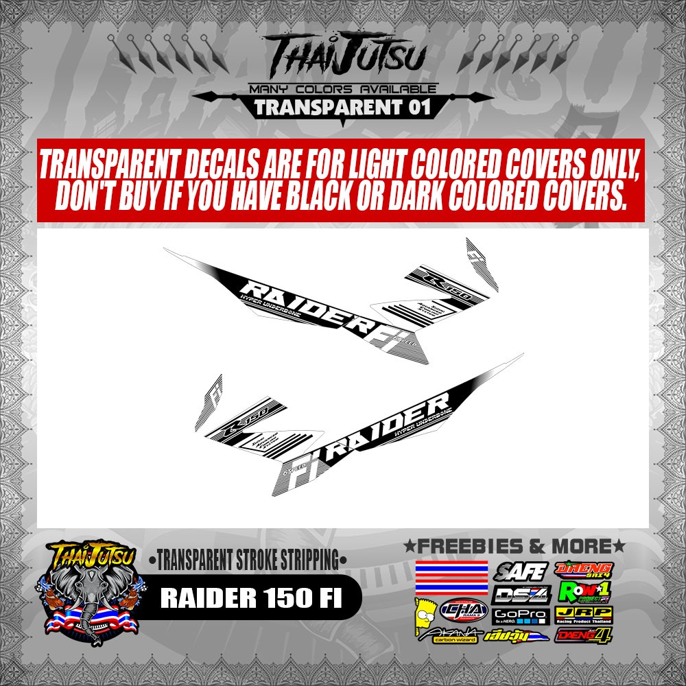RAIDER 150 FI DECALS ( TRANSPARENT STROKE STRIPPING )【ThaijutsuStickers ...
