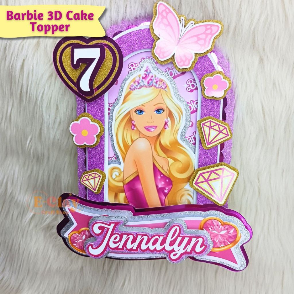 Barbie Themed 3D Cake Topper / Barbie 3D Cake Topper / Barbie Layered ...