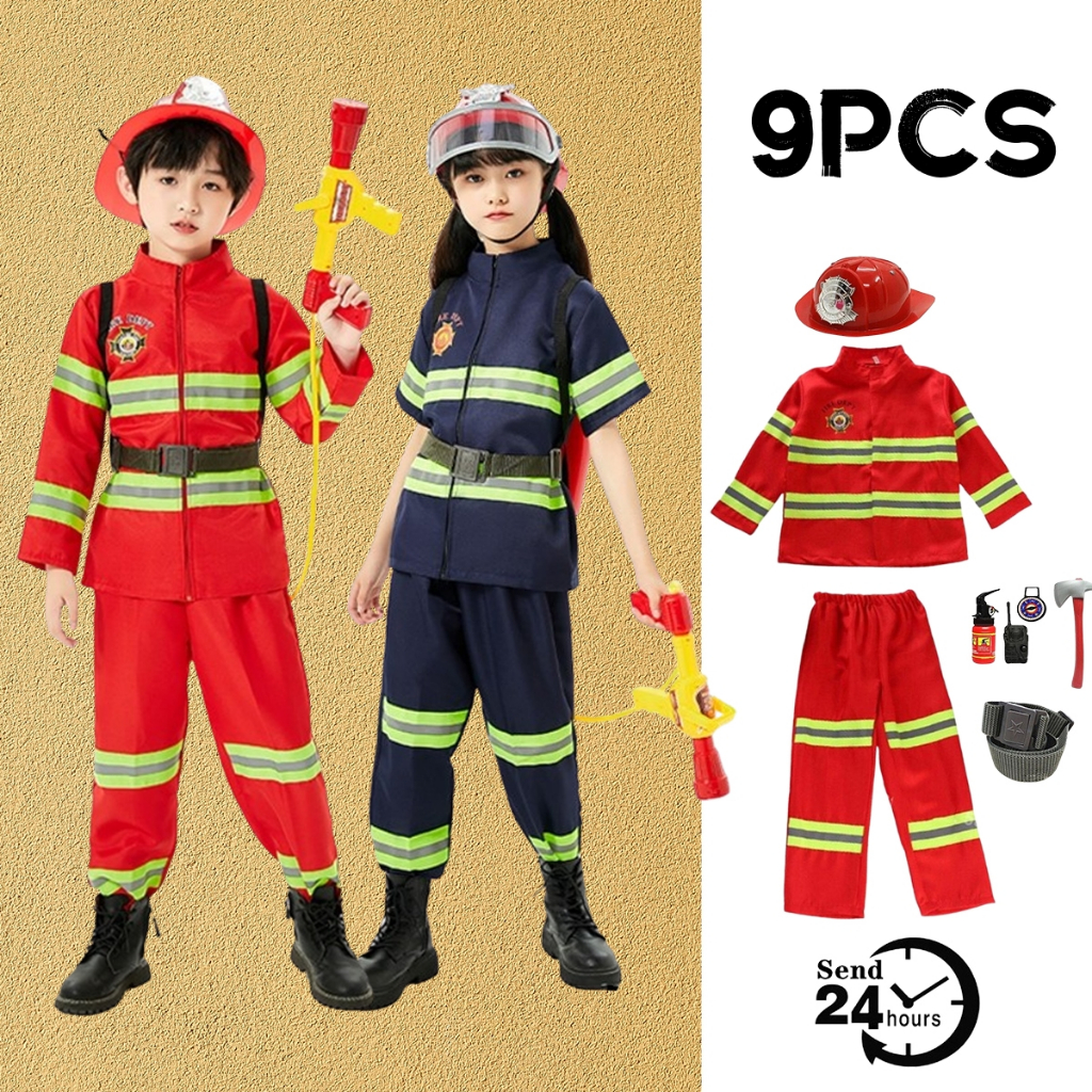 Children's Firefighter Costumes Fire Fighting Performance Role-Playing ...