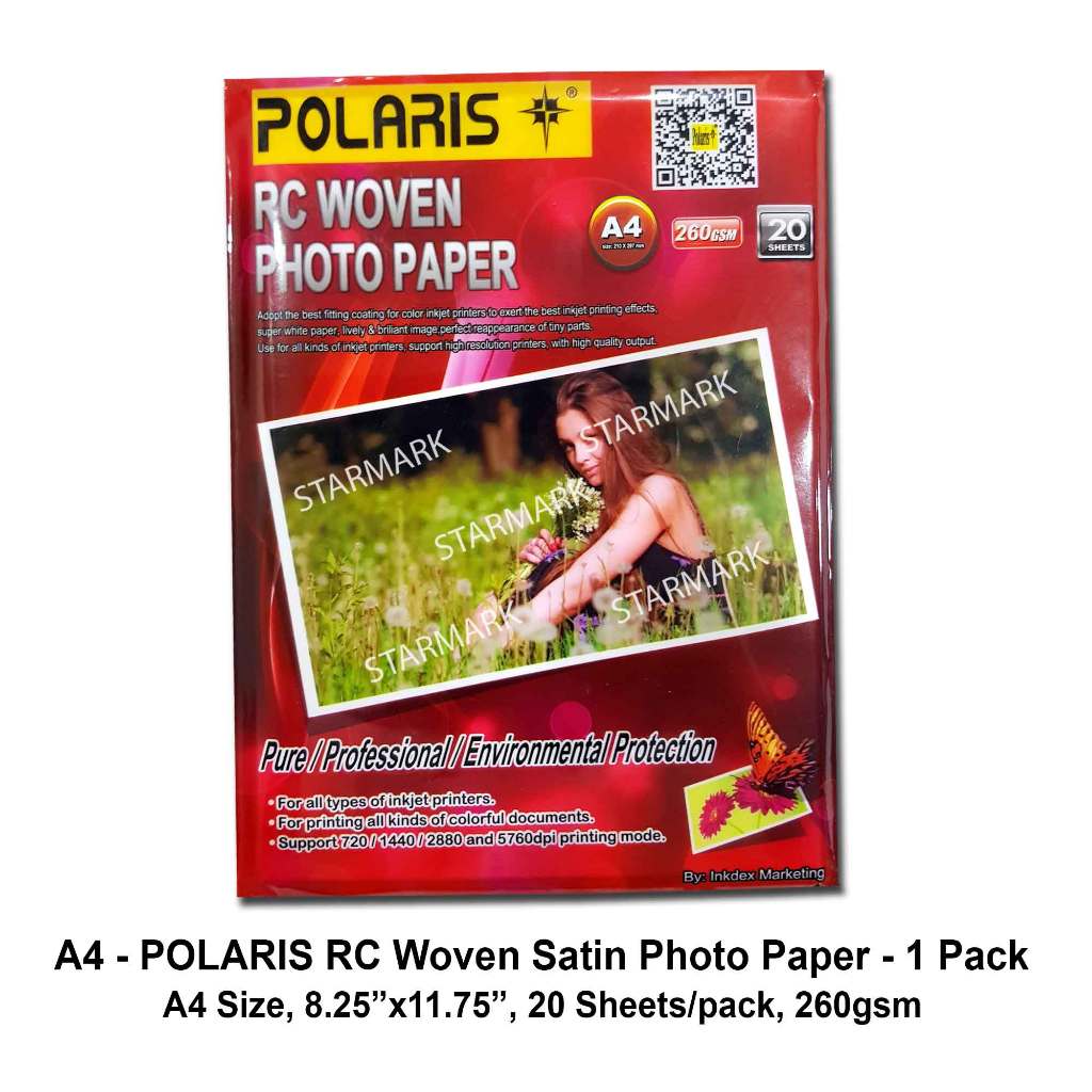 Polaris RC Woven Photo Paper Paper - A4 Size, 8.25x11.75 inches, 20 ...