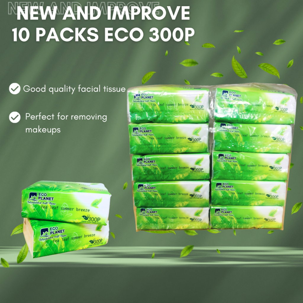 LIVE SELLING NEW 10 PCS ECO 300P NEW AND IMPROVE FACIAL TISSUE 1 PACK ...