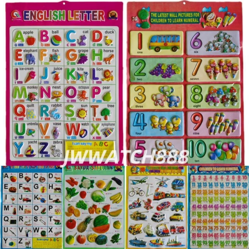 Big size 58x42cm Educational wall 3D Chart for kids Learning Materials ...