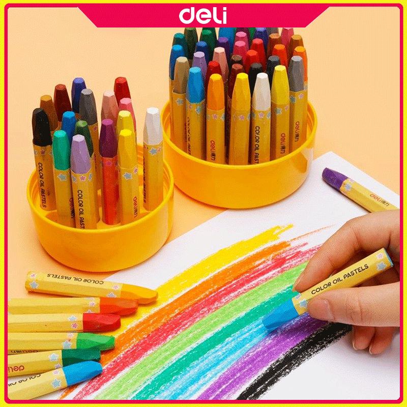 Deli 1224 Color Oil Pastel Crayon Set Safe And Non Toxic Beginner Art Coloring Pen Shopee