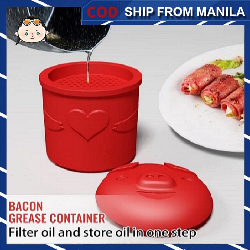 Grease Container Oil Strainer Silicone Collector with Mesh Strainer for ...