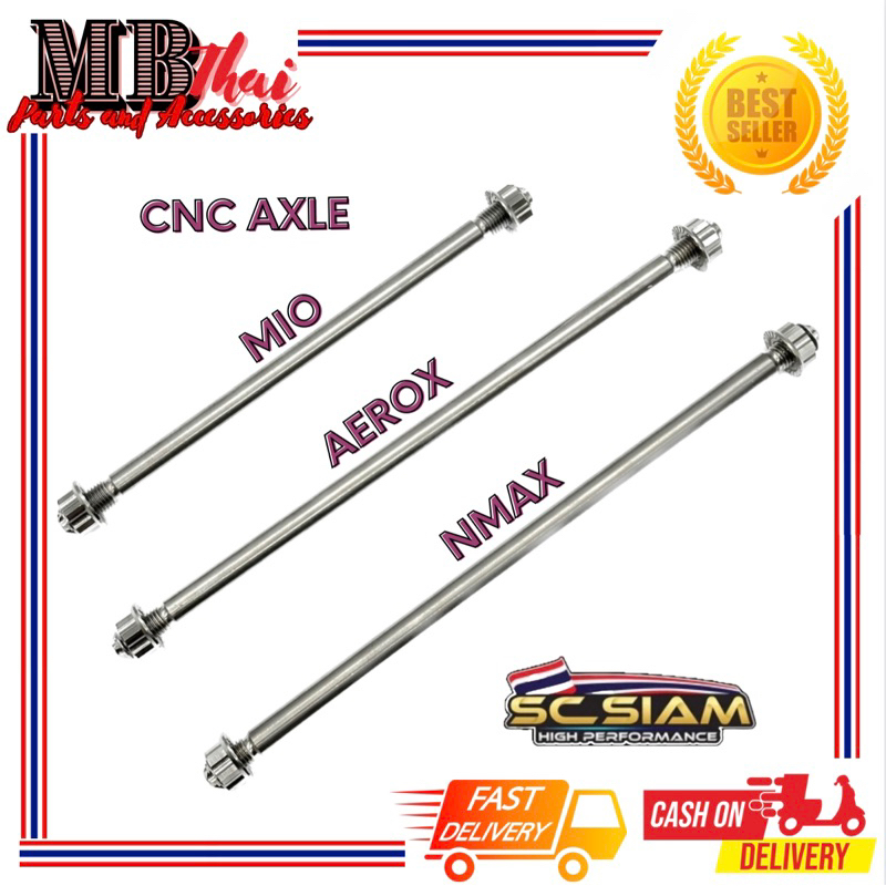 CNC AXLE for NMAX V1 V2 / AEROX V1 V2/ MIO (All Mio)/ CLICK / fazzio ...