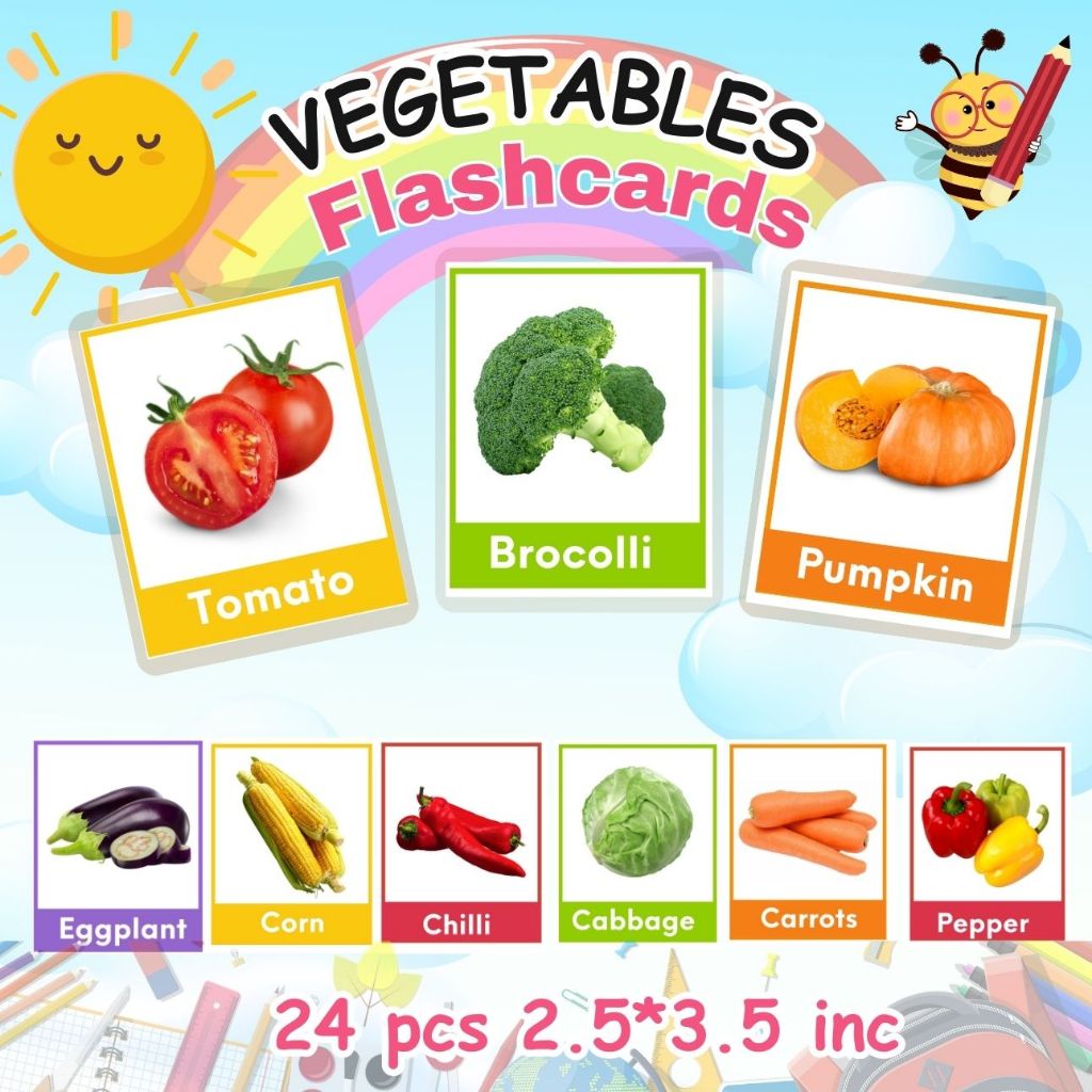 VEGETABLES FULLY LAMINATED EDUCATIONAL FLASHCARDS | Shopee Singapore
