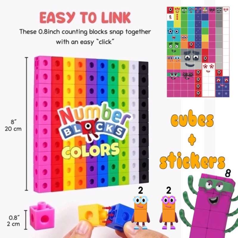 DIY Alphablocks or NumberBlocks Math STEM Linking Cubes with Stickers (NOT Precut) | Shopee ...