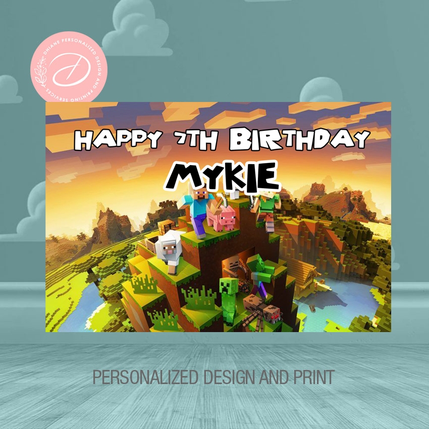 Personalized Birthday Tarpaulin | Minecraft | Nursery | Backdrops ...