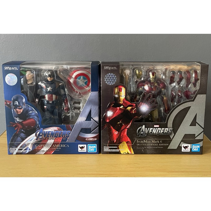 [SET] Bandai S.H.Figuarts SHF Captain America Cap Vs Cap Ed + Iron Man Mark 6 Battle Damage Ed ...