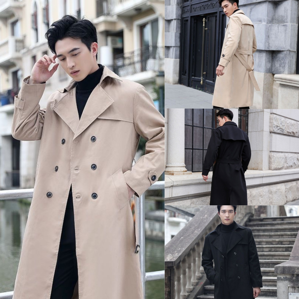 Americana Autumn and winter new woolen coat men long coat section slim ...