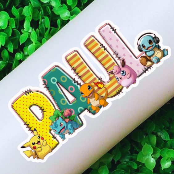 Personalized Pokemon Waterproof Vinyl Name Sticker Decal for tumbler ...