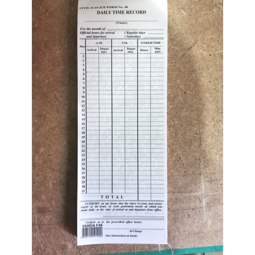 100sheets Daily Time Record (DTR) | Shopee Singapore