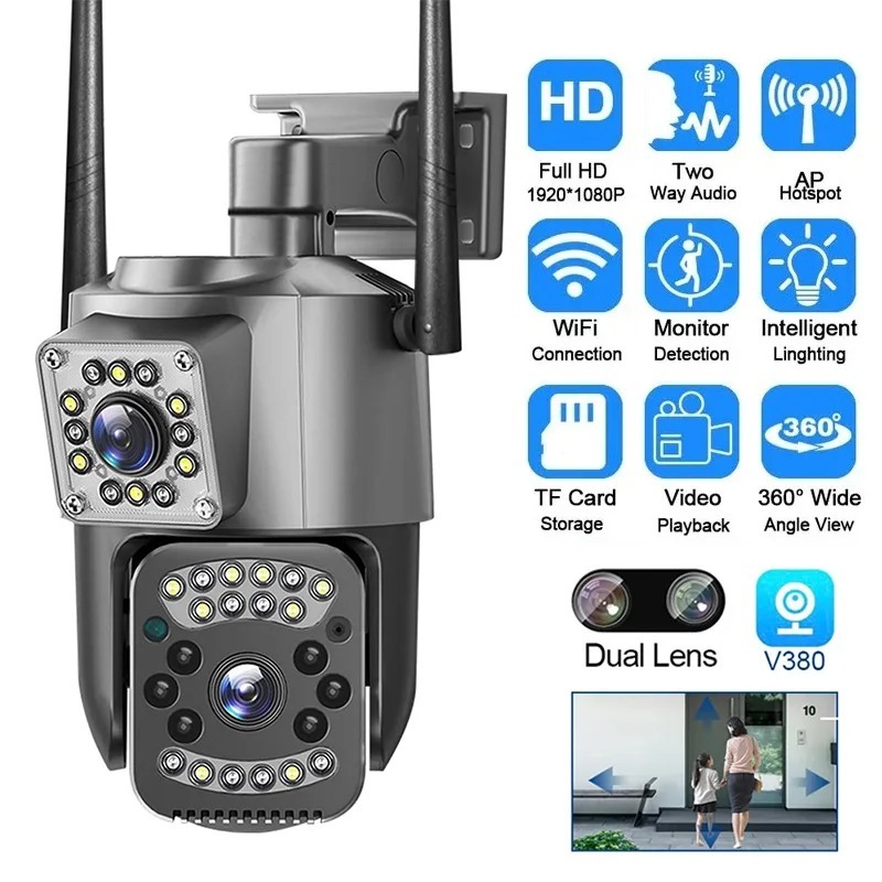 V380 Pro CCTV Camera Security Dual Lens Wireless WiFi 4K 8Mp Night Vision Auto Tracking ...