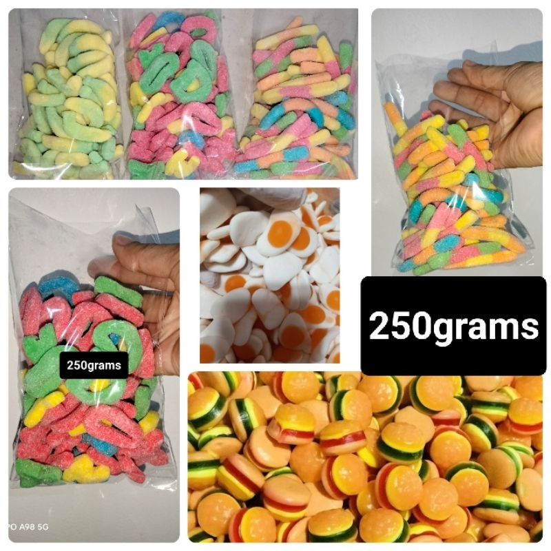 250 grams gummy repack ( gummy bear , caterpilar , banana , icecream ...