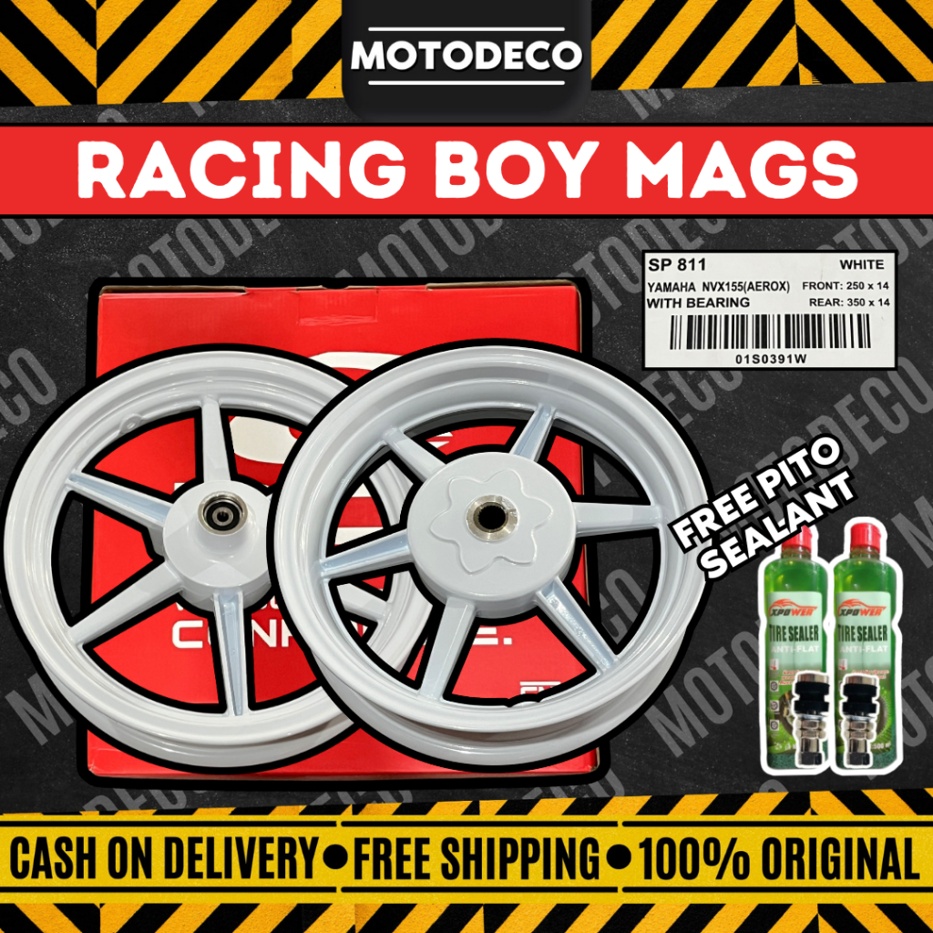 RACING BOY MAGS FOR AEROX V1 - WHITE - SIZE 13 ( FREE PITO AND SEALANT ...