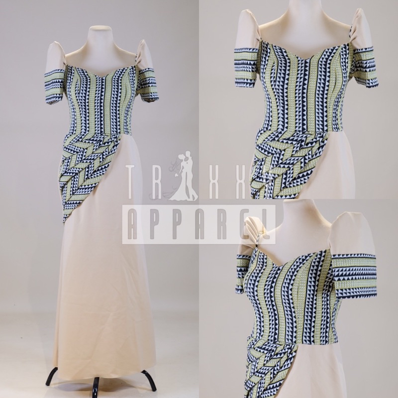 Filipiniana Neoprene Arjay Design Mocha | Shopee Singapore