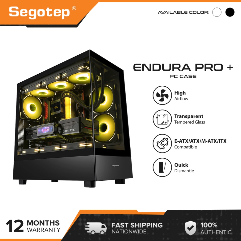 Segotep Endura Pro+ PC Case (E-ATX / ATX / M-ATX / ITX Supported) (Fans ...