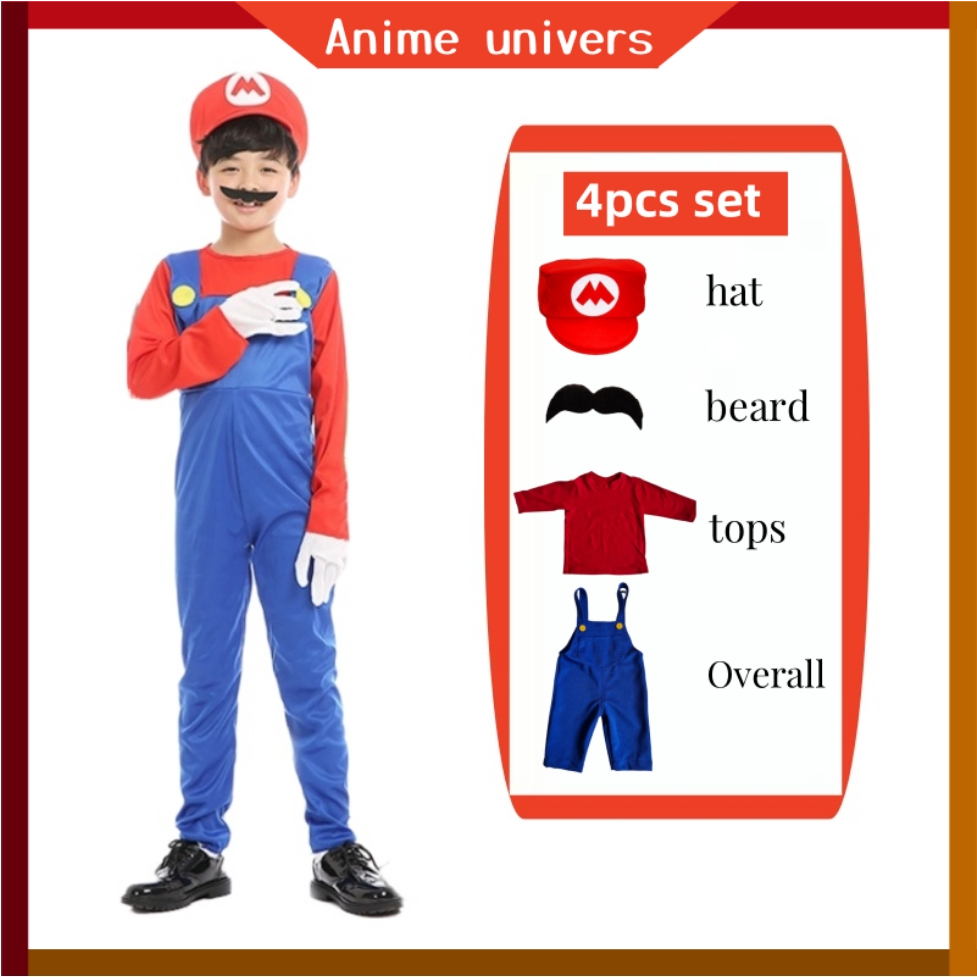 Kids Super Mario Luigi Costume Anime Cosplay Show Cartoon Costumes ...