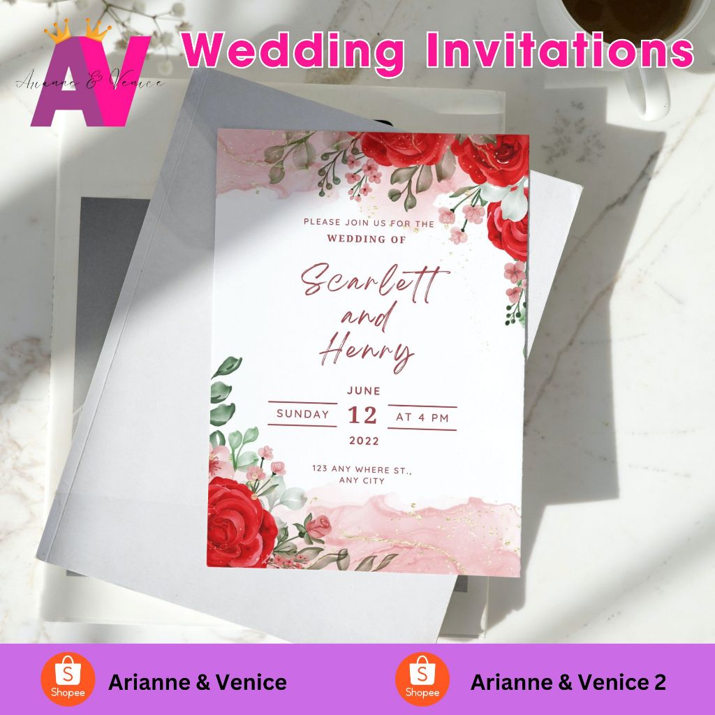 Customized Red Wedding Invitations Debut Birthday Baptism Cards ...