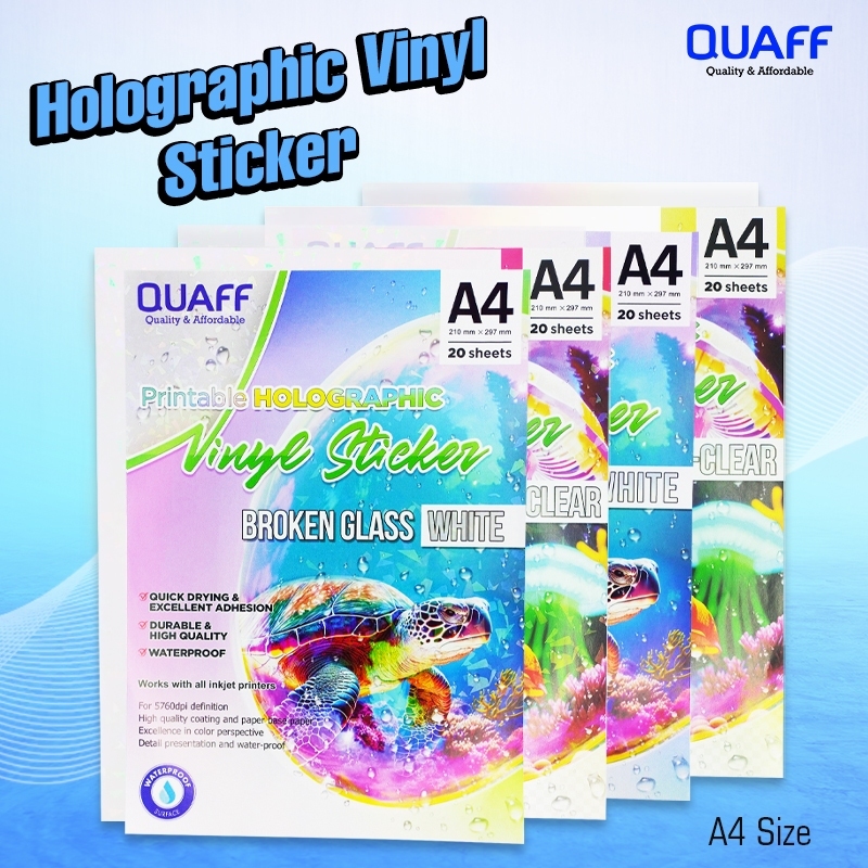 A4 Size QUAFF Printable Hologram Vinyl Inkjet Sticker Waterproof 210mm ...