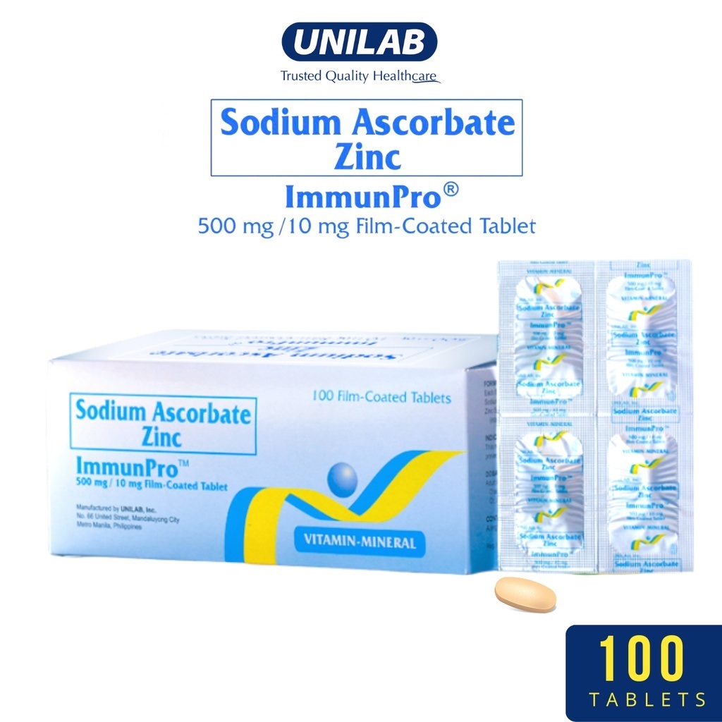 Unilab Immunpro Sodium Ascorbate with Zinc 100 Tablets Vitamin C with ...