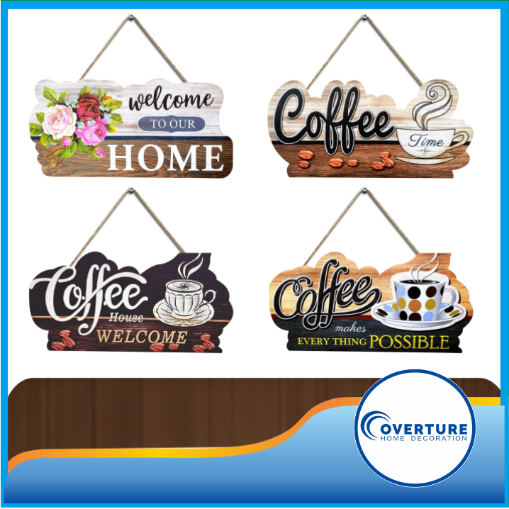 Welcome/Coffee Door Signage Wooden Hanging Wall Decor | Shopee Singapore