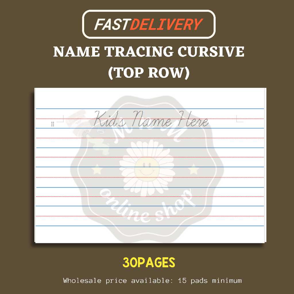 TRACING PAD | NAME TRACING CURSIVE TOP ROW ONLY | 40 PAGES AVAILABLE ...