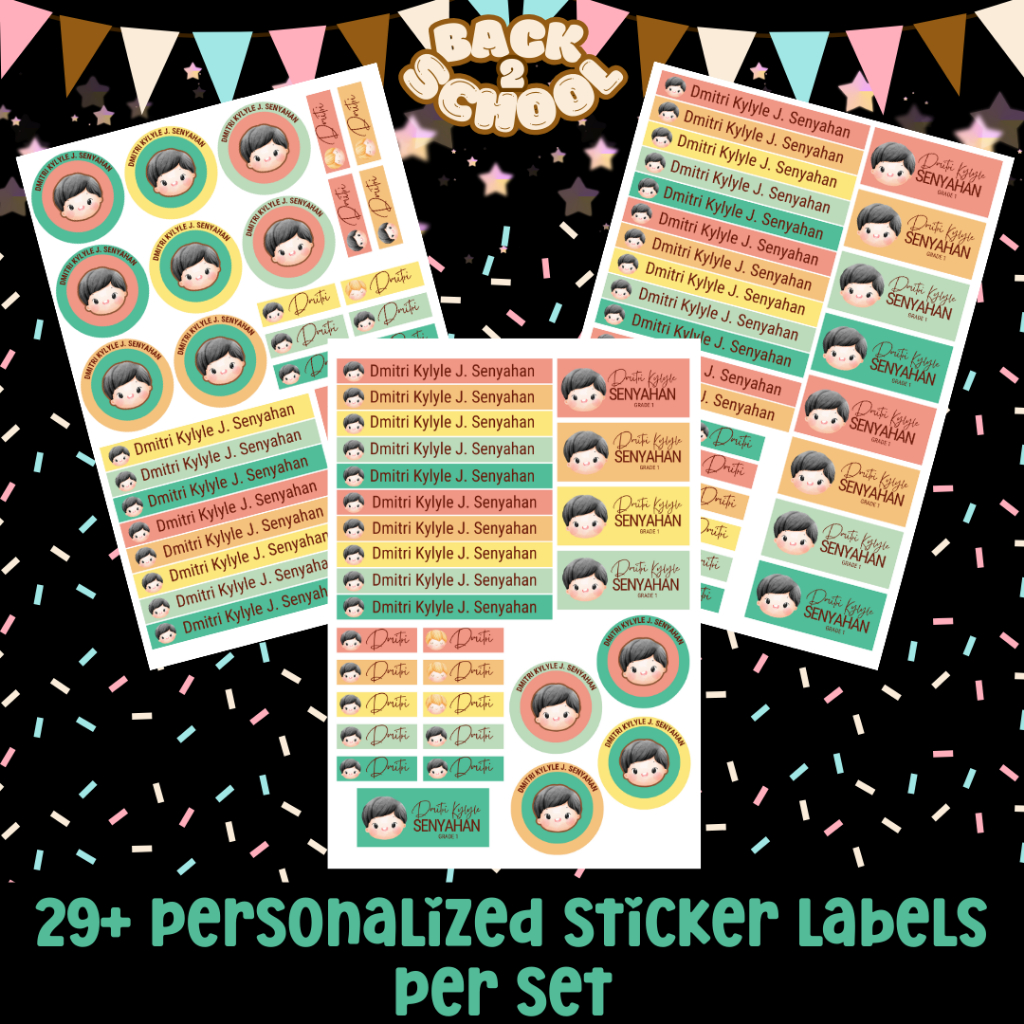 Personalized Name Label Stickers - 29+ Colorful Labels - Customizable ...