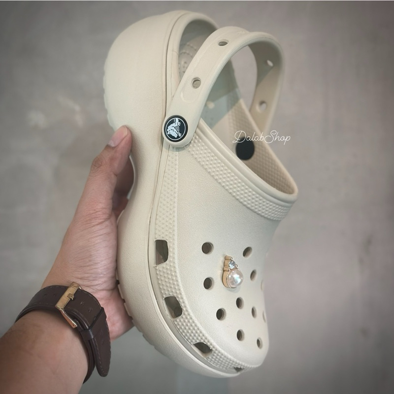 Crocs Classic Platform Clog in Bone (Jibbtz are not included) | Shopee ...
