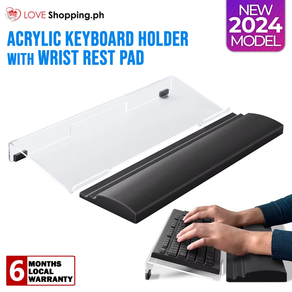 UPERGO Acrylic Keyboard Holder with Wrist Rest Pad Ergonomic Keyboard ...