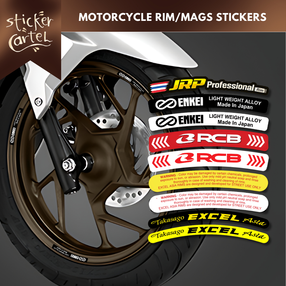 Motorcycle Mags/Rims Stickers Outdoor Vinyl Sticker ENKEI RCB RACING ...