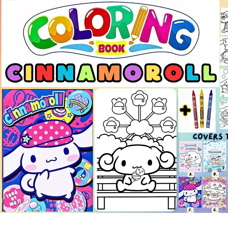 CINNAMOROLL COLORING BOOK PAD WITH THREE CRAYON AND RESEALABLE POUCH ...