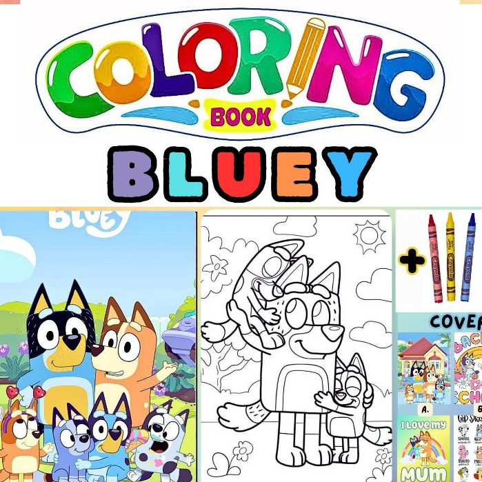 BLUEY - STYLE COLORING ACTIVITY BOOK FOR KIDS FUN CUTE EDUCATIONAL GIFT ...