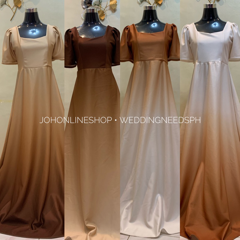 modern filipiniana puff up gown brown ombre for entourage | Shopee ...