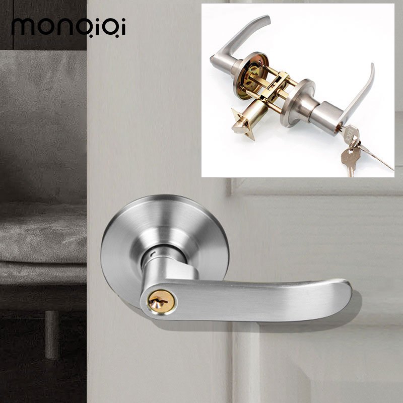 Door knob Lever Type Stainless Steel Lock set Door Knob w/ 3 big handle ...