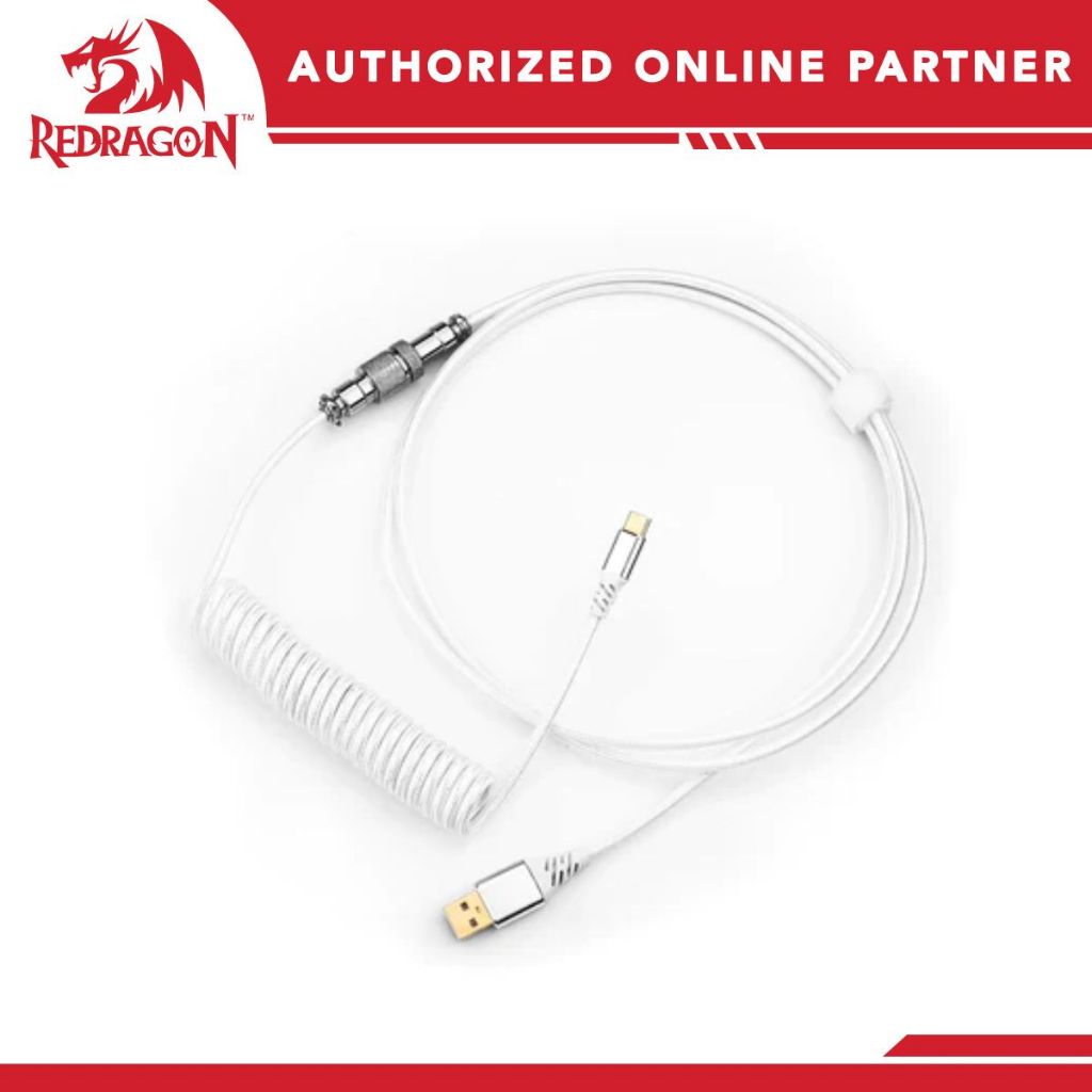 Redragon A115 Coiled USB-C Cable For Gaming Keyboard (White) | Shopee ...