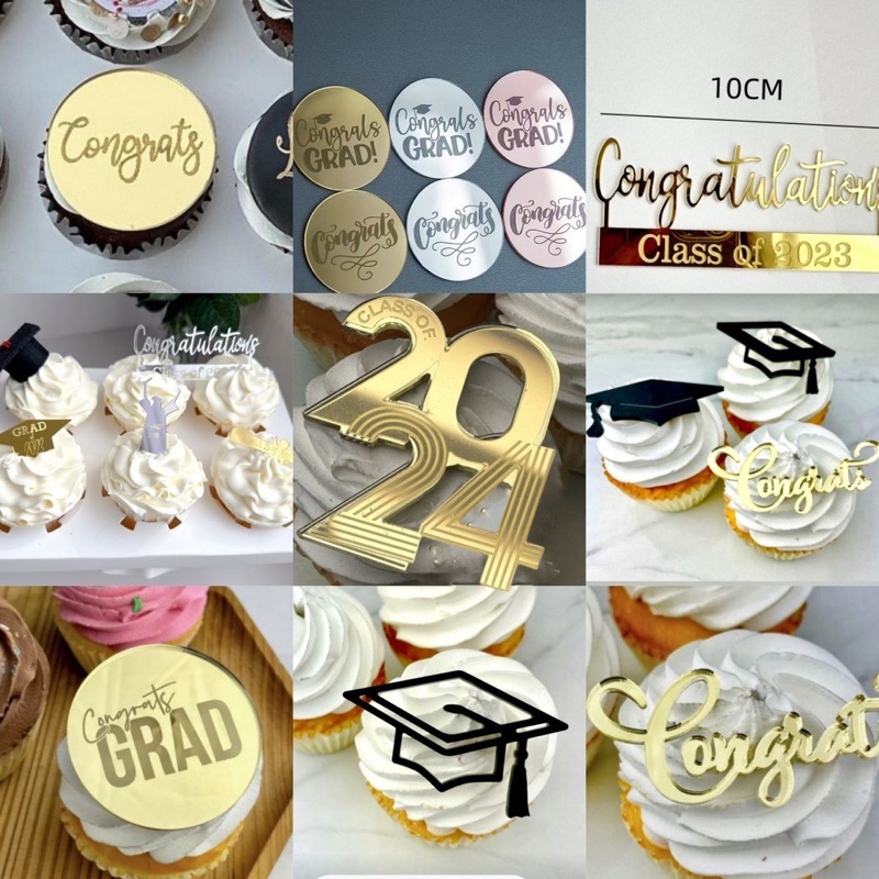 Mini Graduation Topper Mini Acrylic Topper Congrats Topper Cupcake ...